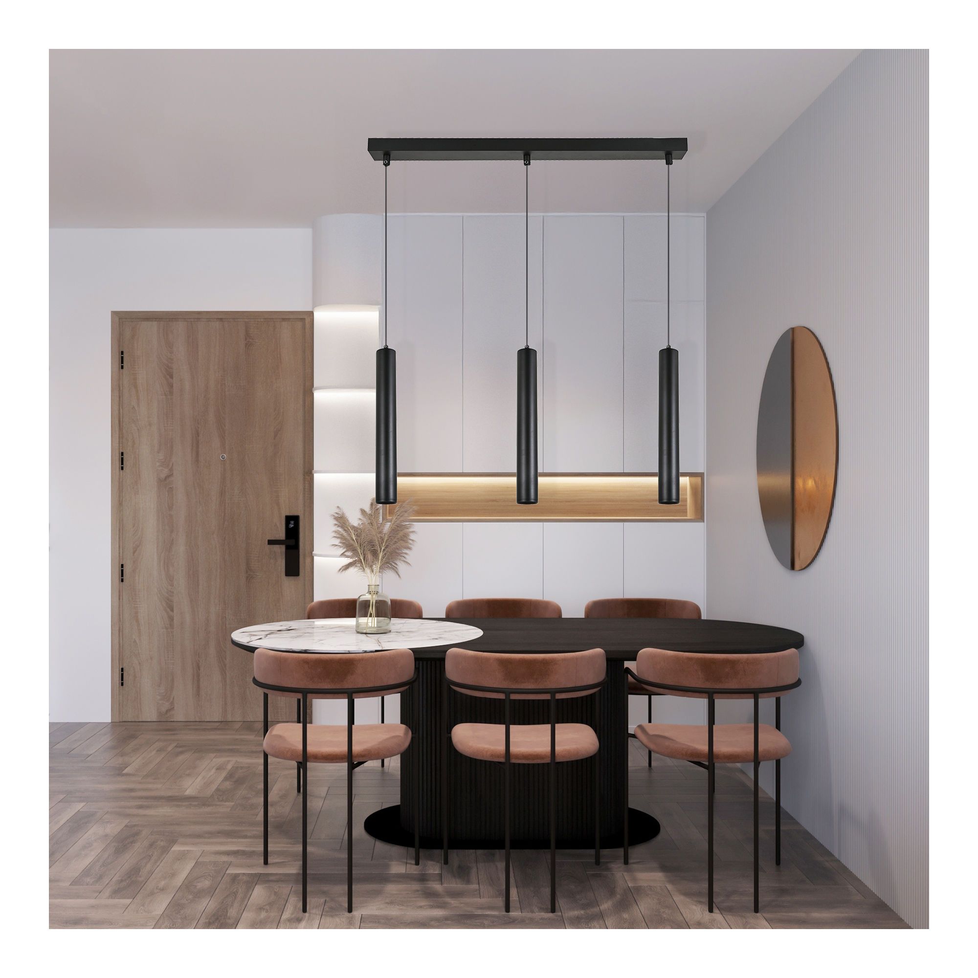 Cylindria Pendant Light, 3-Lights, Black, GU10, 12W Max from OPAZ | BMR