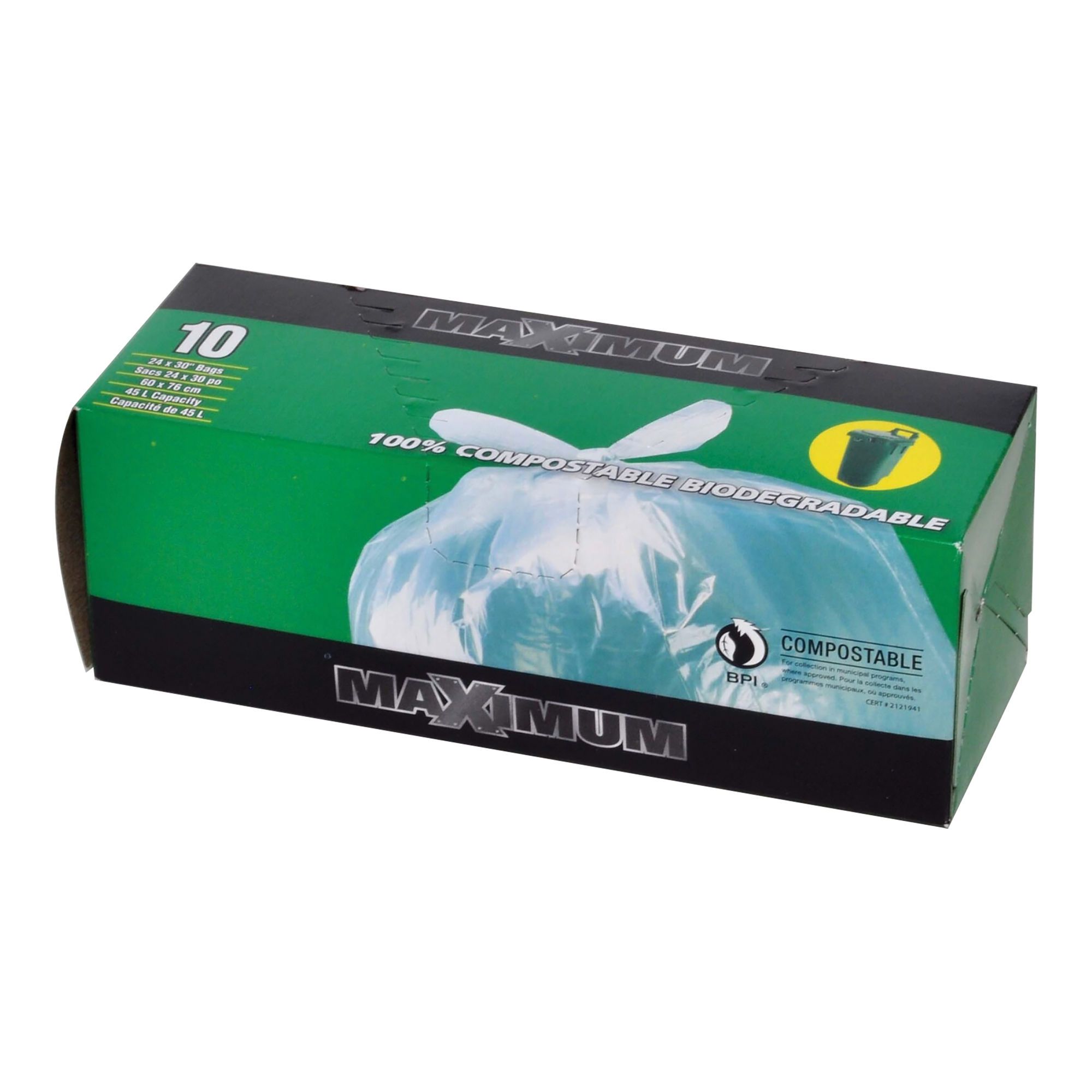 Biodegradable Compost Bag - 45 L - Clear - 10/Pkg from MAXIMUM | BMR