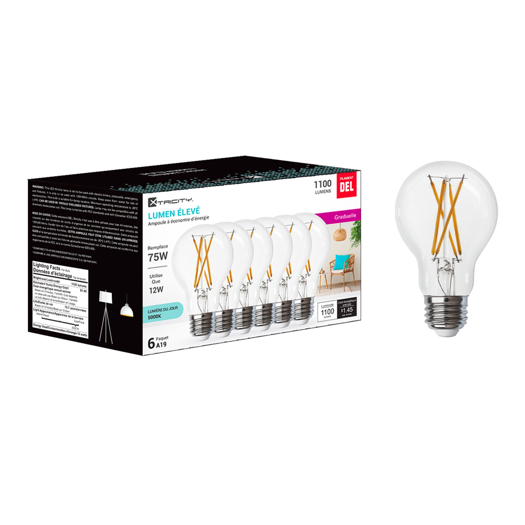 A19 LED Bulb - 12 W - Daylight - 6/Pkg from XTRICITY | BMR