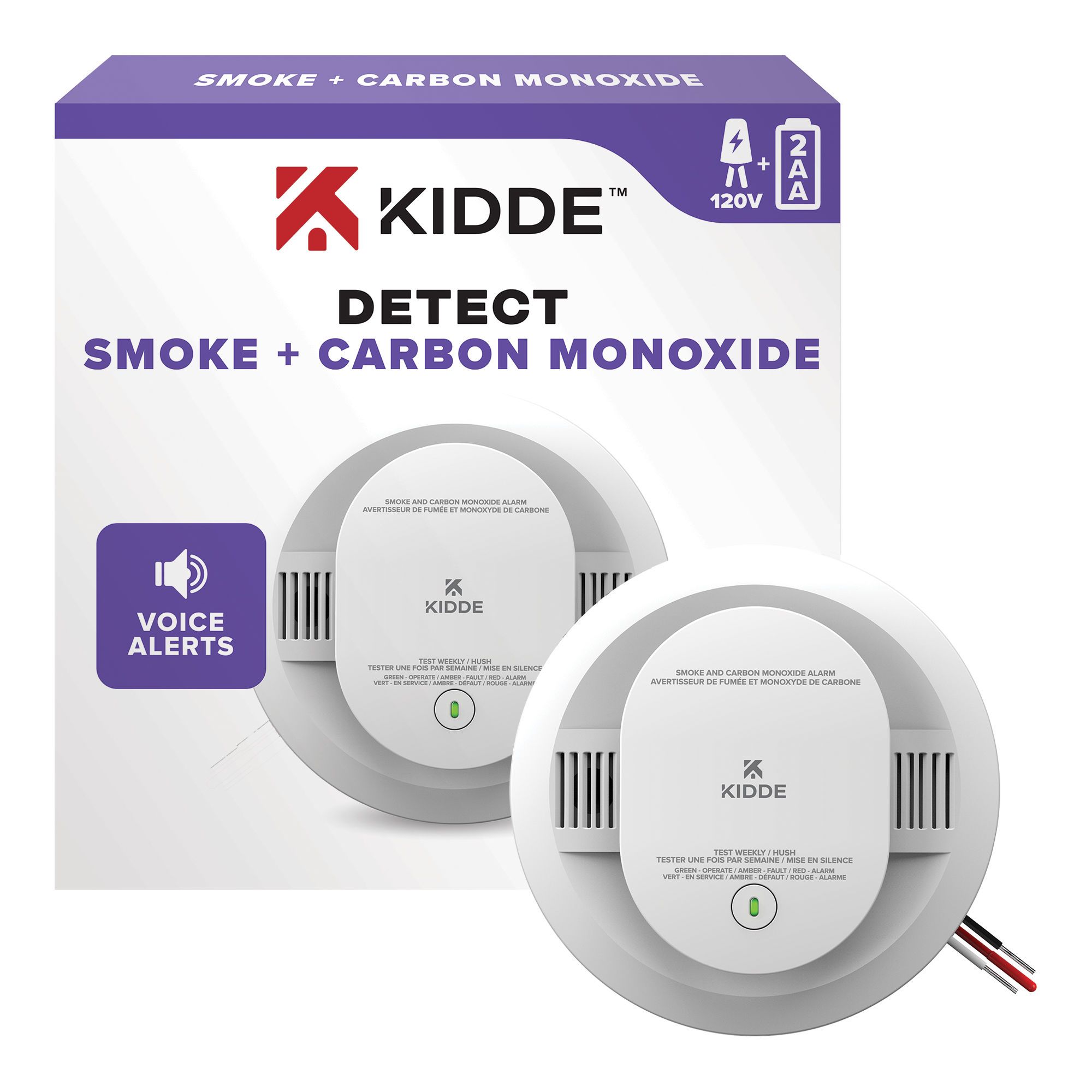 Combo Smoke and Carbon Monoxide Alarm, Wired, 120 V from KIDDE | BMR
