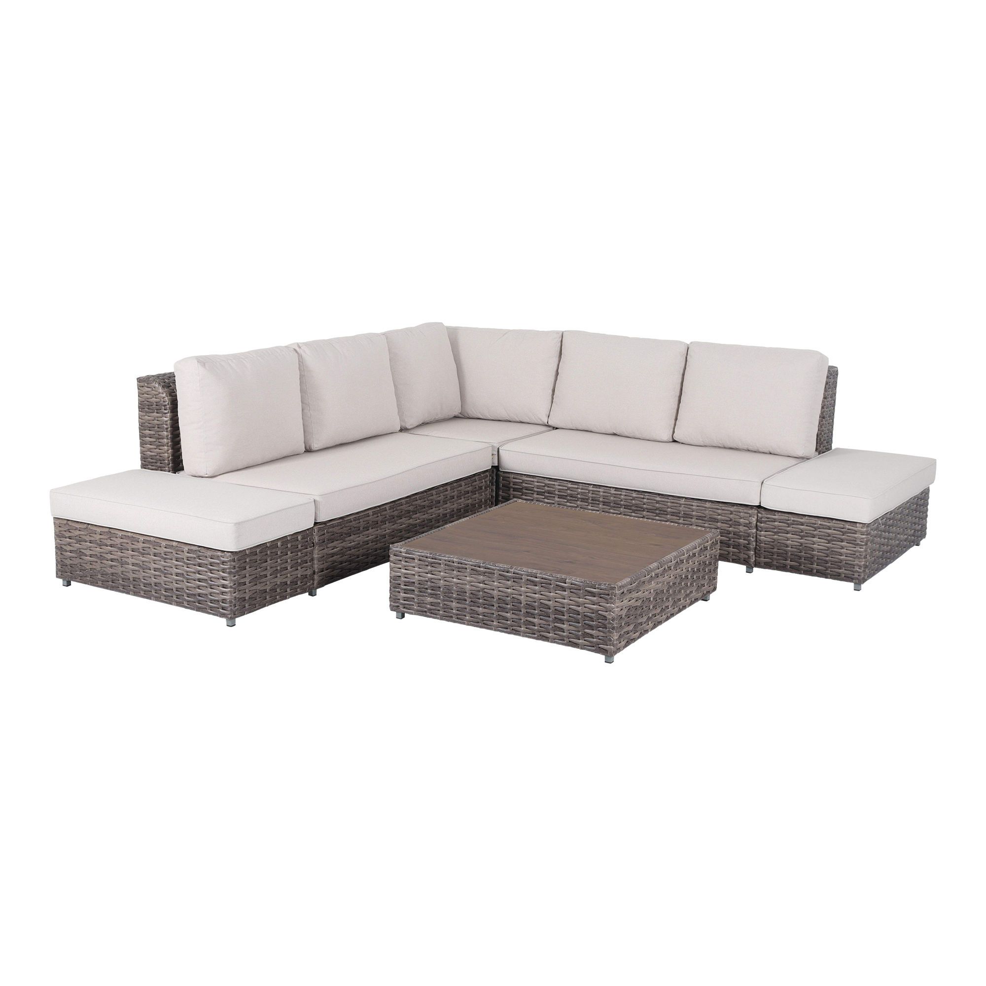 Gemini Sectional Lounge Set - 4-Piece - Aluminum and Wicker | BMR