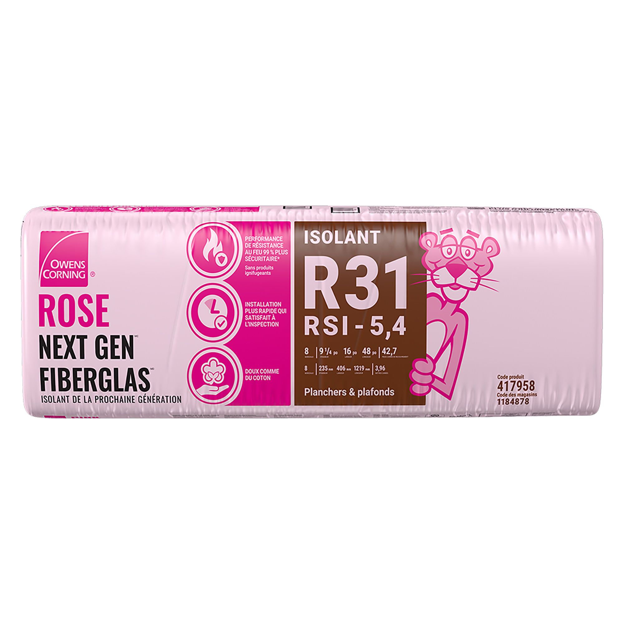 R-31 Pink Next Gen Fiberglas Insulation - 16" x 48" x 9 1/4" - Covers ...