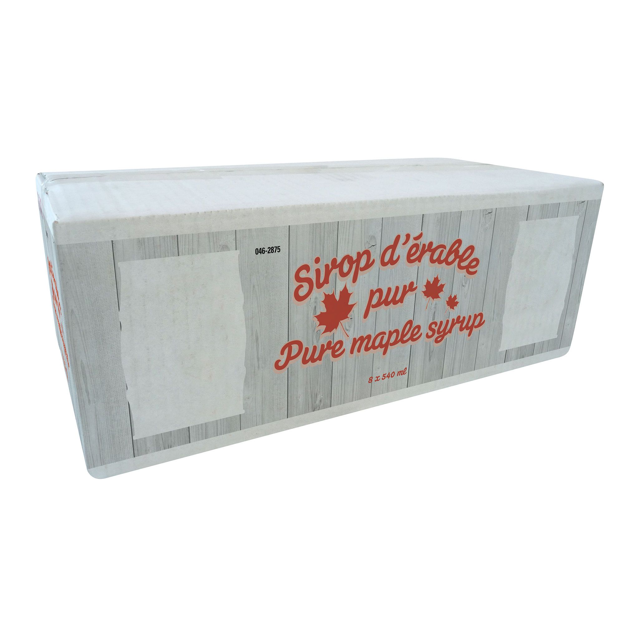 Lithographed box for keg shape maple syrup cans | BMR