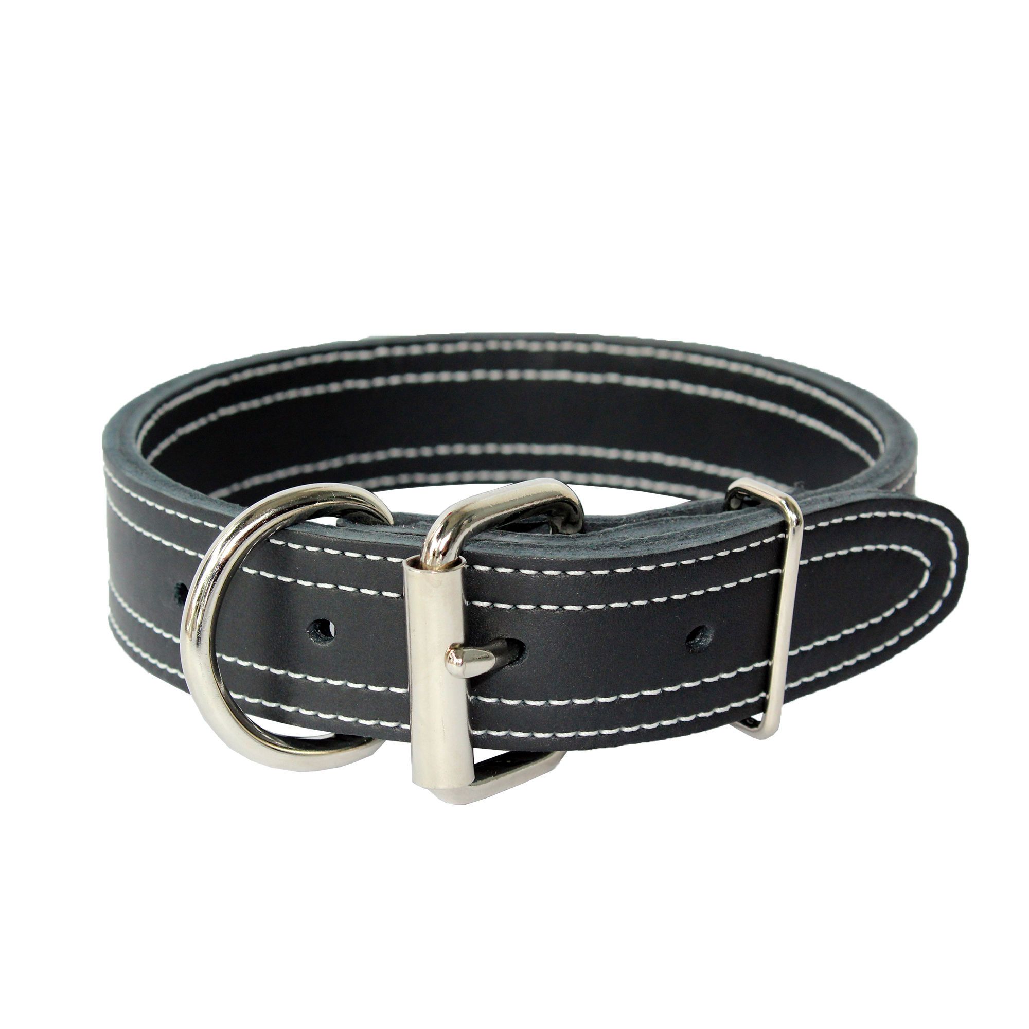 Double Collar - Black - 1 1/2" x 20" from LES CUIRS MARIO | BMR