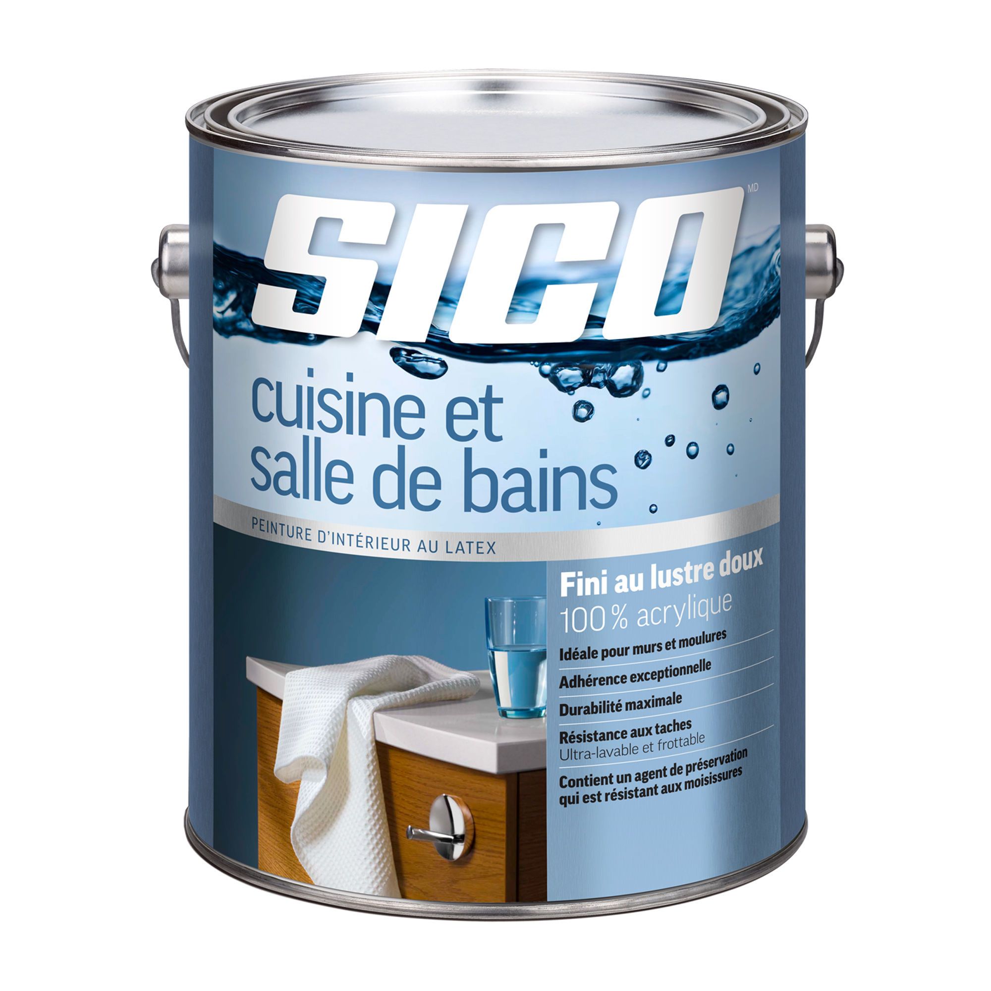 Paint SICO Kitchen and Bathroom, Smooth, Pure White, 3.78 L from SICO | BMR
