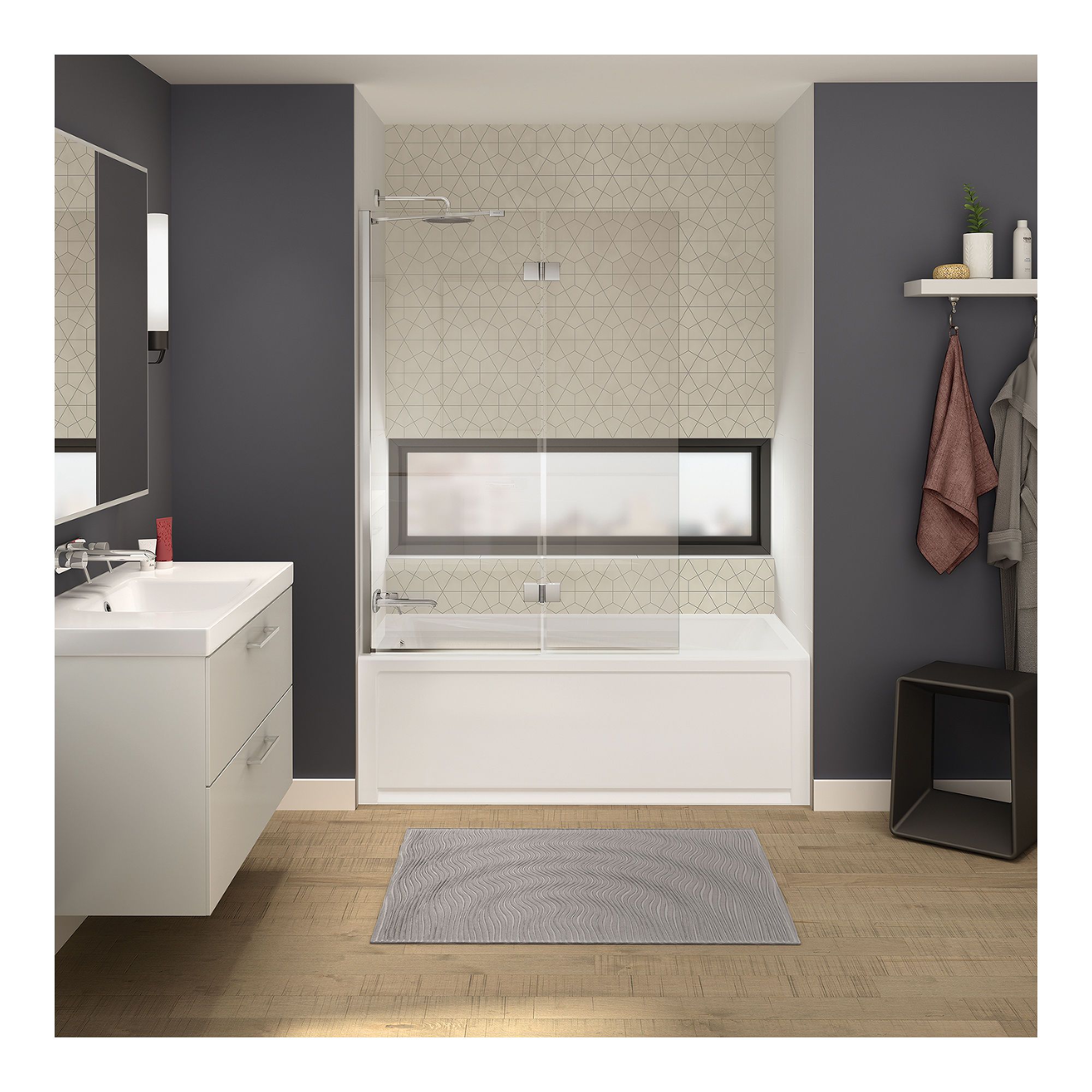 Duo Tub Shield - Axial - 42" x 58" - Tempered Glass from MAAX | BMR