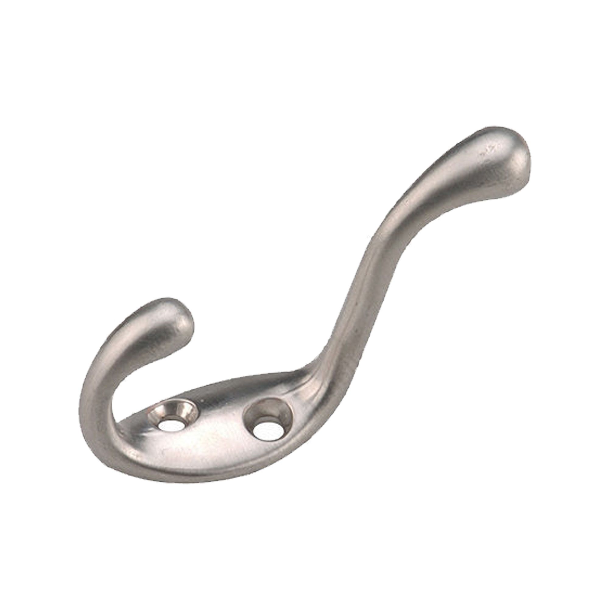 Crochet à vêtements robuste, nickel brossé, 3 1/2" | BMR