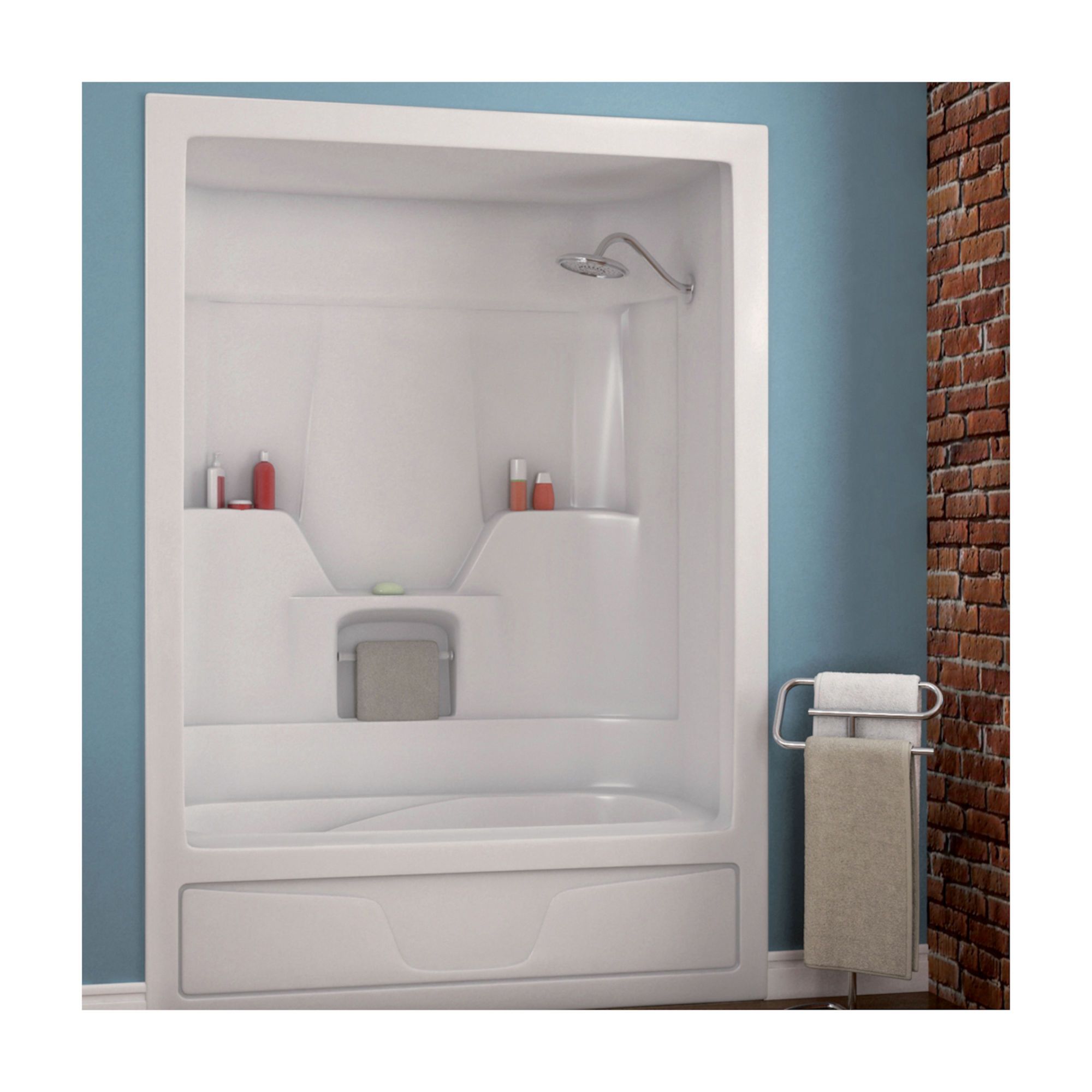 Bain-douche en 3 pièces, Aspen, 60" x 31", drain à gauche, blanc de ...