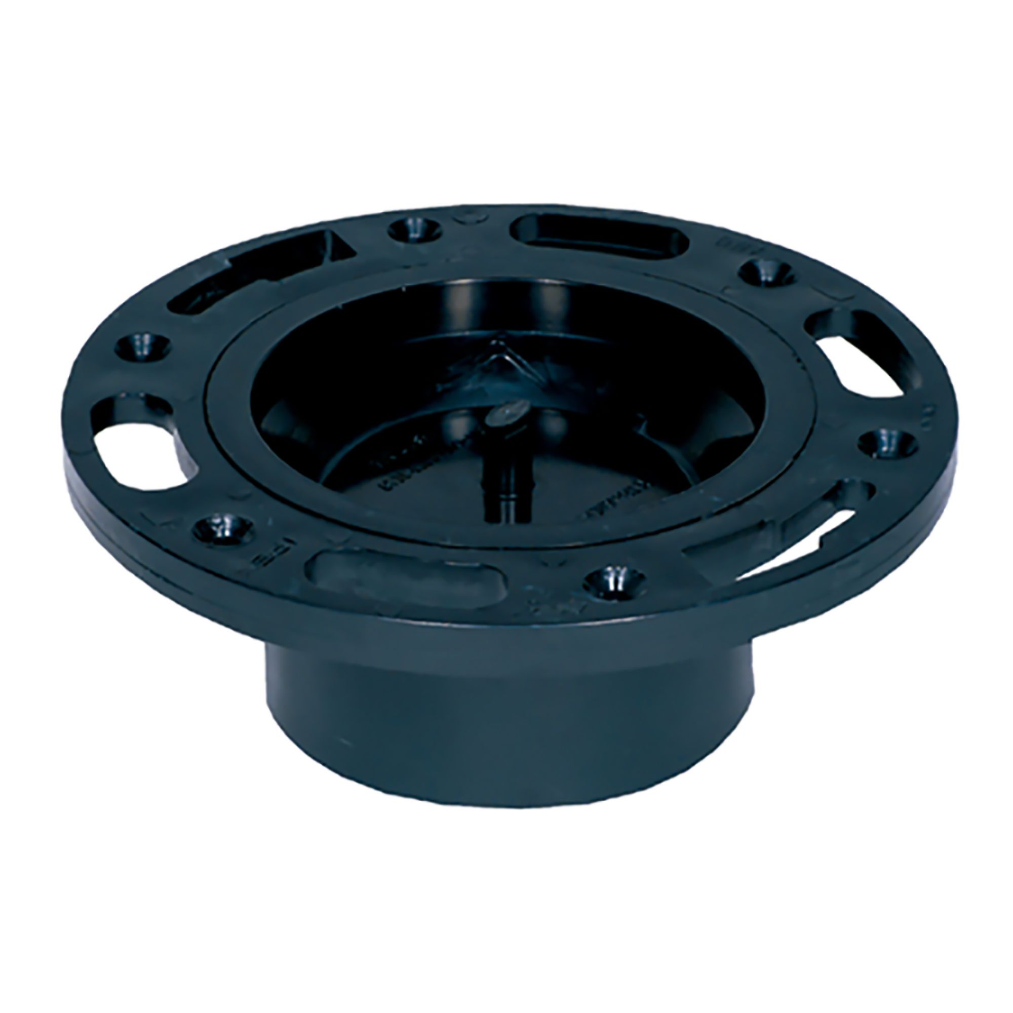 ABS DWV Adjustable Closet Flange with Test Plug - 4" x 3" - Hub - Black ...