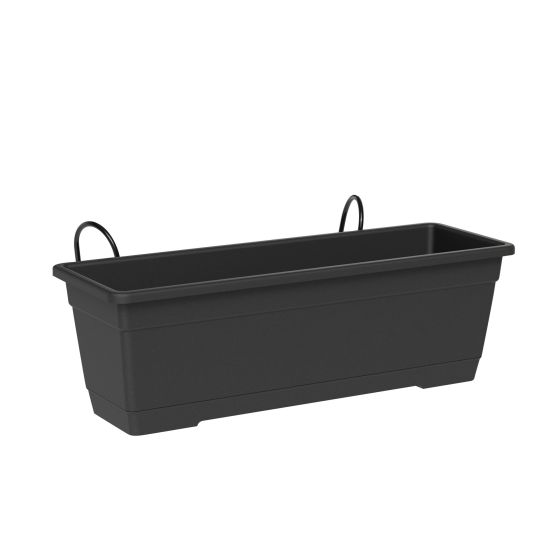 Plastic Balcony Planter - Birka - Charcoal - 20" from VASERIE P.L.P. | BMR