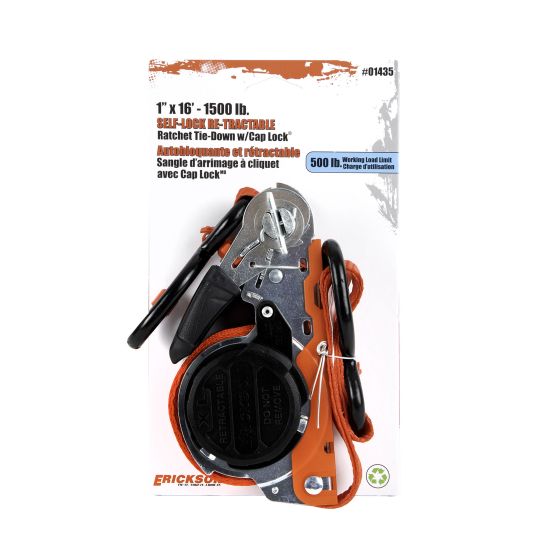 Self-locking, retractable ratchet strap - 1" x 16' from ERICKSON | BMR