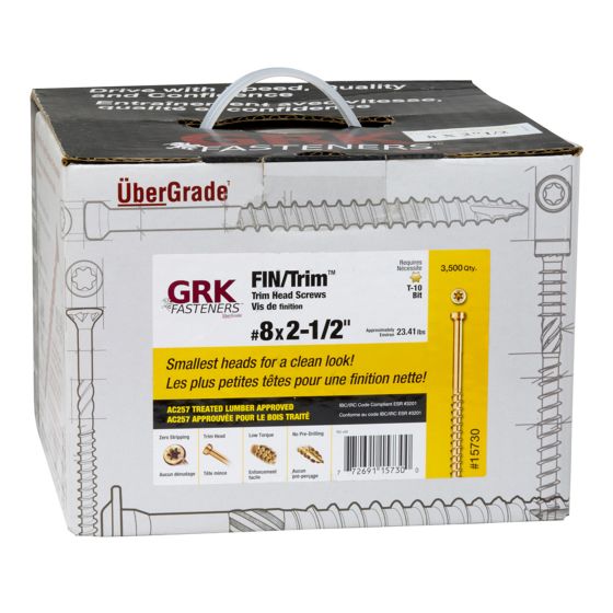 FIN/Trim Trim Head Screws, #8 Gauge, 2-1/2-in, 3,500-pk from GRK | BMR
