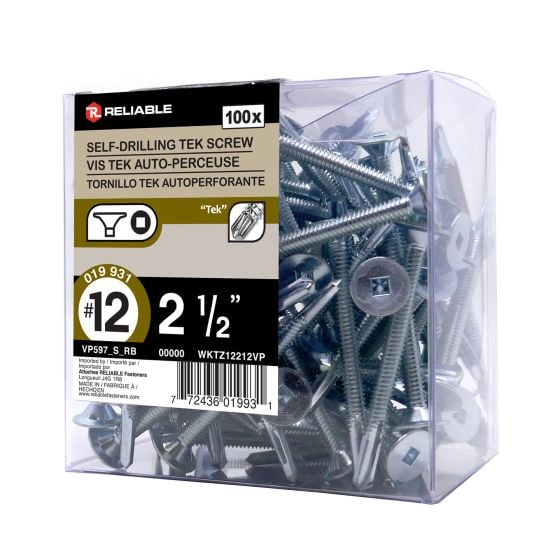 Vis Tek auto-perceuse, zinc, TW, TP, #12-24 x 2 1/2", 100/pqt de ...