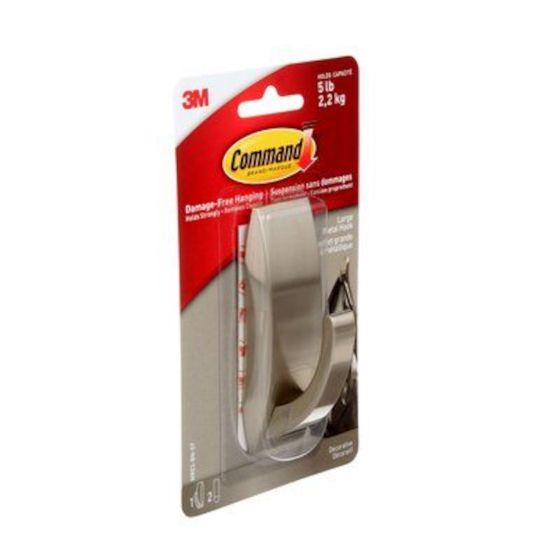 Command Bath Hook Modern Reflections, Large, Brushed Nickel from 3M COMMAND | BMR