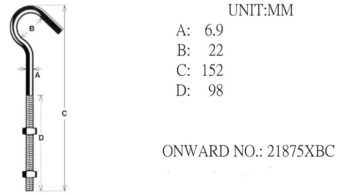 Clothesline Hook with Nuts | BMR