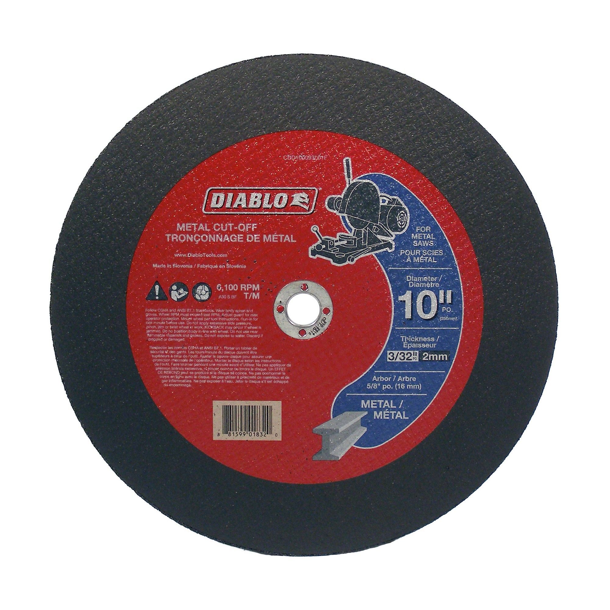Cut-Off Grinder Wheel for Metal - 10" x 3/32" x 5/8" from FREUD DIABLO ...