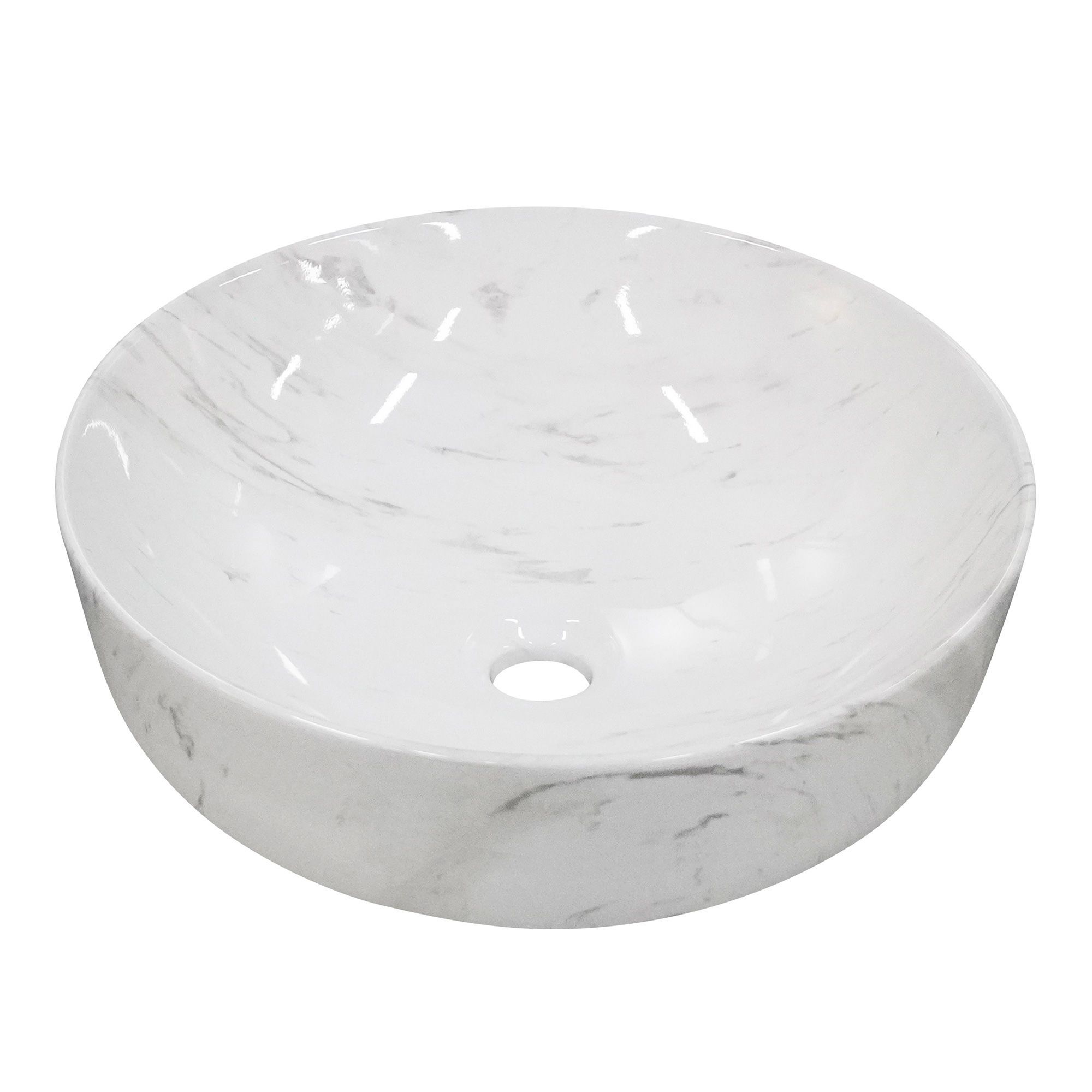 Lavabo, porcelaine, rond, fini marbre, 16" x 5" de OPAZ | BMR