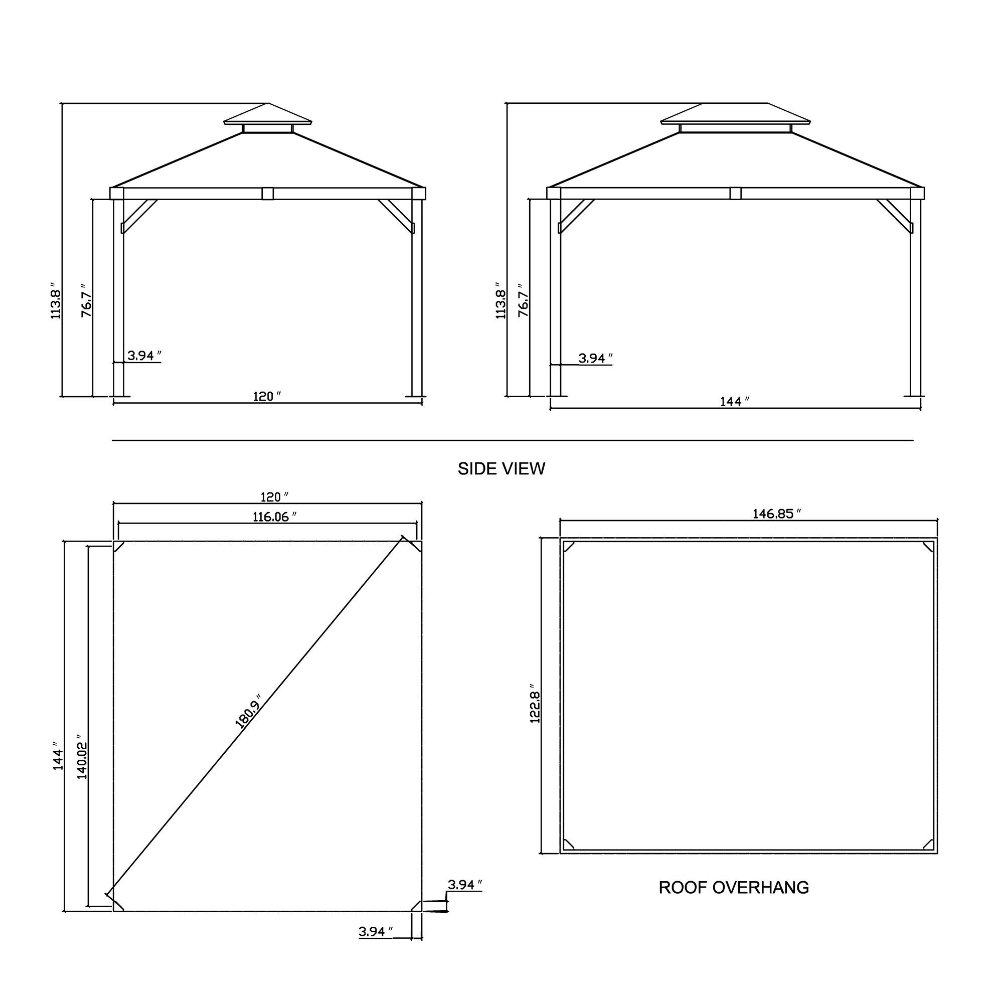 Banff Gazebo - 10' x 12' - Aluminum Frame - Double Roof | BMR