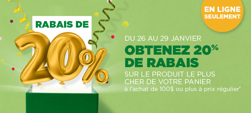 Promotion rabais 20% de rabais sur le produit le plus cher | BMR